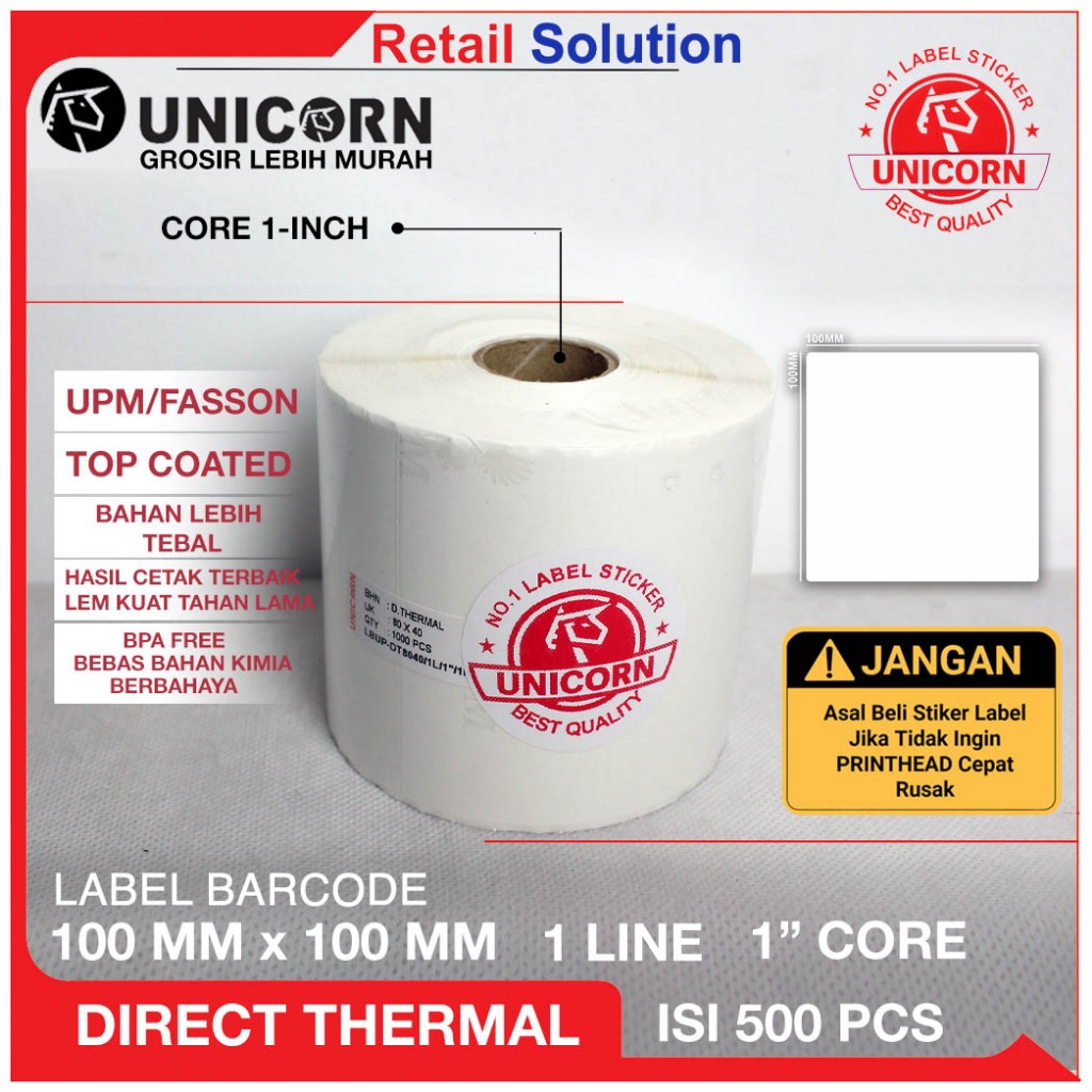 Square Thermal Label Sticker - UK Sticker 100x100 mm 100 x 100 mm ...