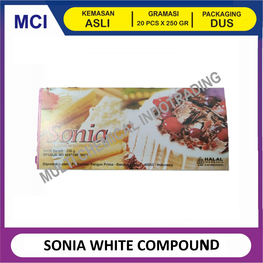SONIA WHITE COMPOUND / SONIA WHITE CHOCOLATE BAR 250 GR - 1 DUS 20 PCS ...