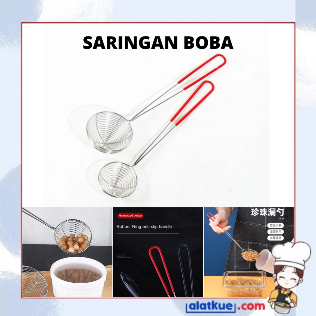 THICK Boba Measuring Spoon Fruit Topping Strainer Stainless Shabu Shabu ...