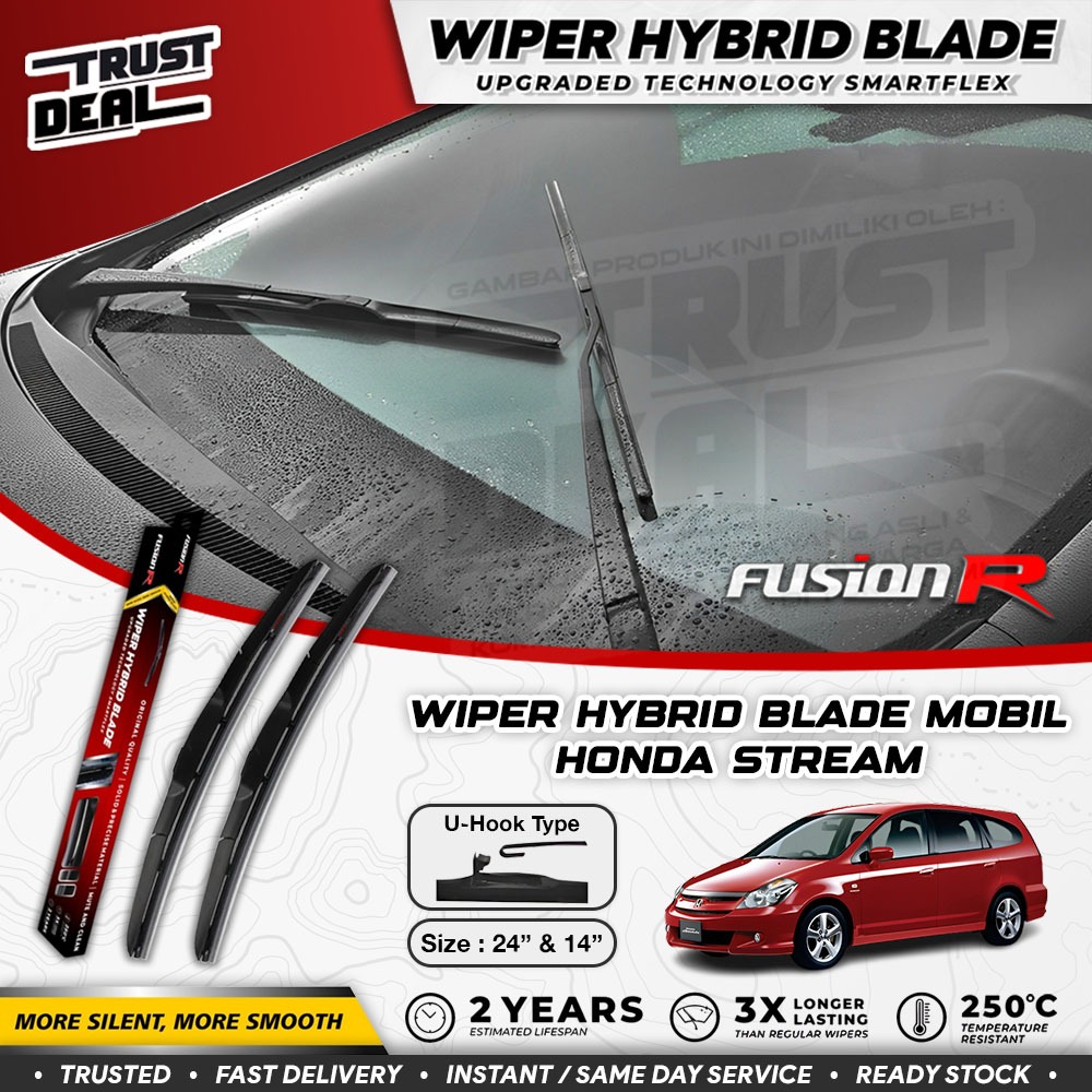HONDA STREAM Fusion R Smartflex Hybrid Blade Car Wipers Pair / Unit ...