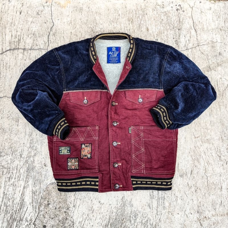 Very Rare Vtg 80s Ba-tsu Club Corduroy Suede Leather Varsity Jacket ...