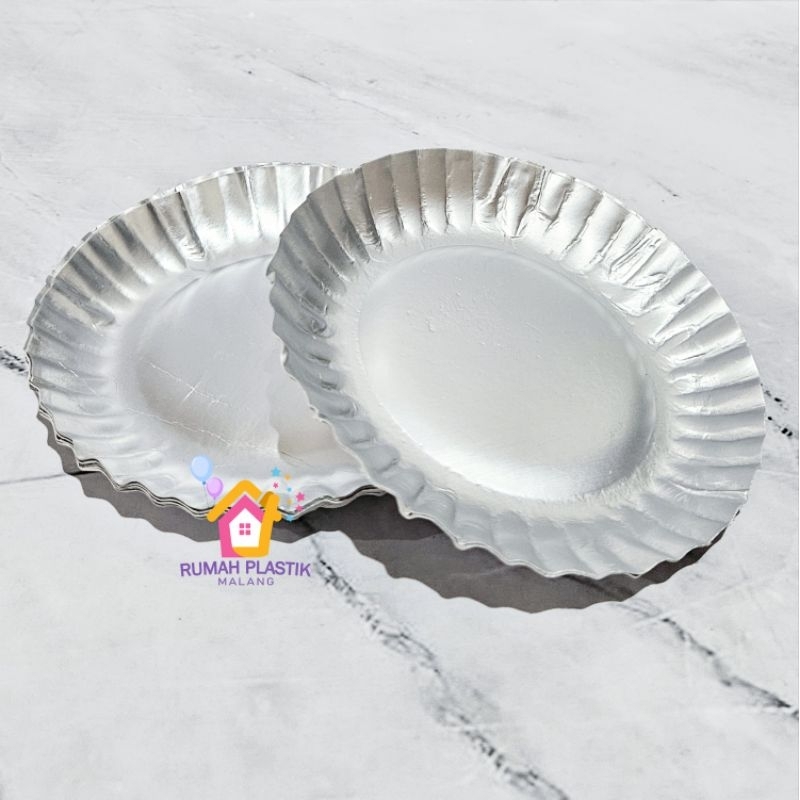 Silver cake paper plate small tart cake mat cut birthday inauguration ...