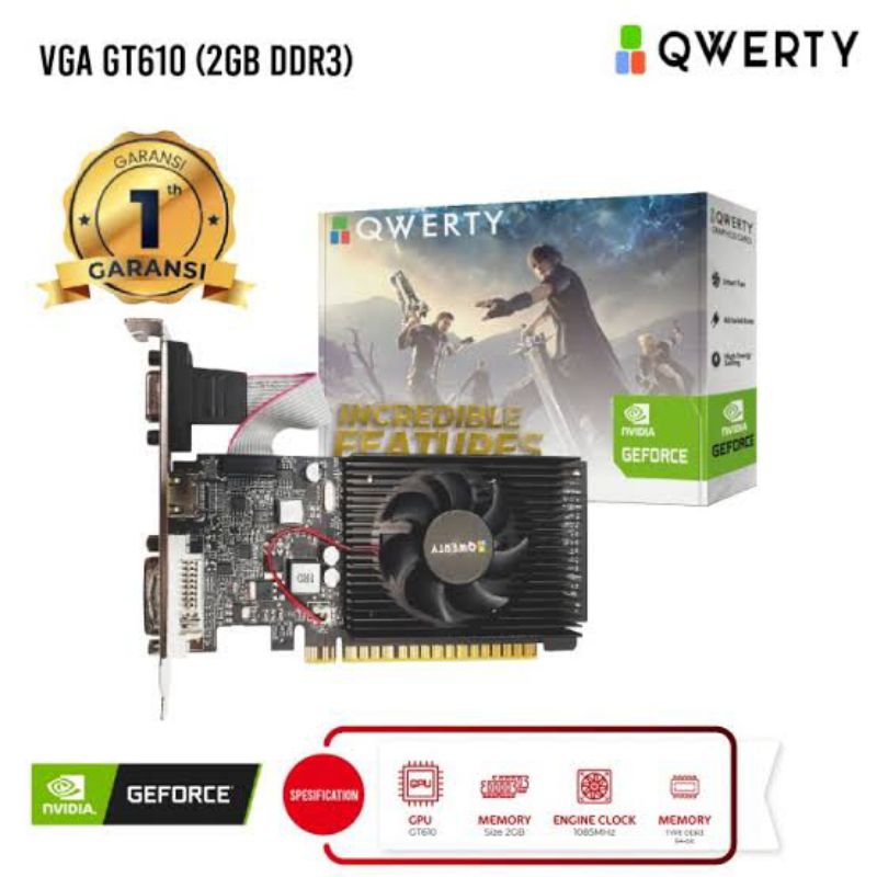 Vga Nvidia Geforce GT610 GT 610 2GB GDDR3 64bit Qwerty | Shopee Philippines