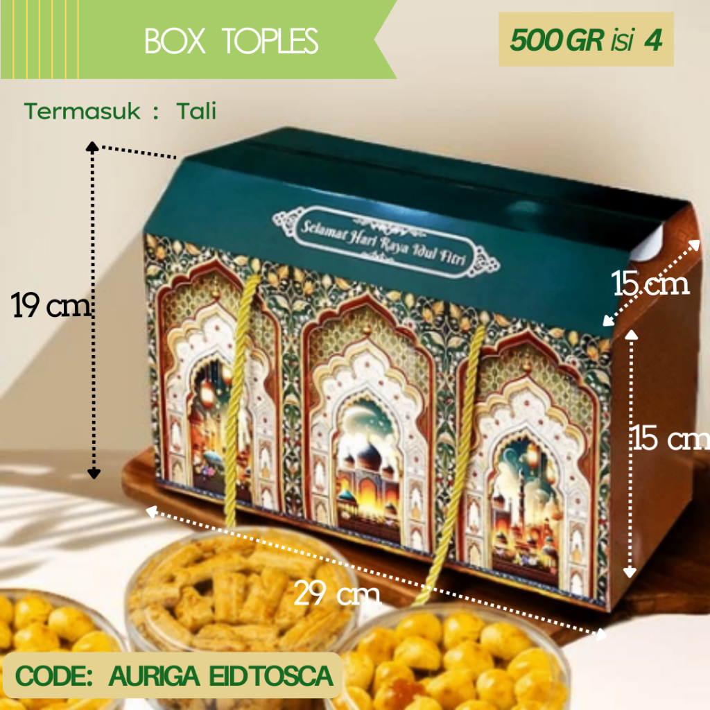 Auriga Eid Gable Box / Packaging Box 4 Jars 500gr / Box JInjing Hampers Eid Al-Fitr | Shopee ...