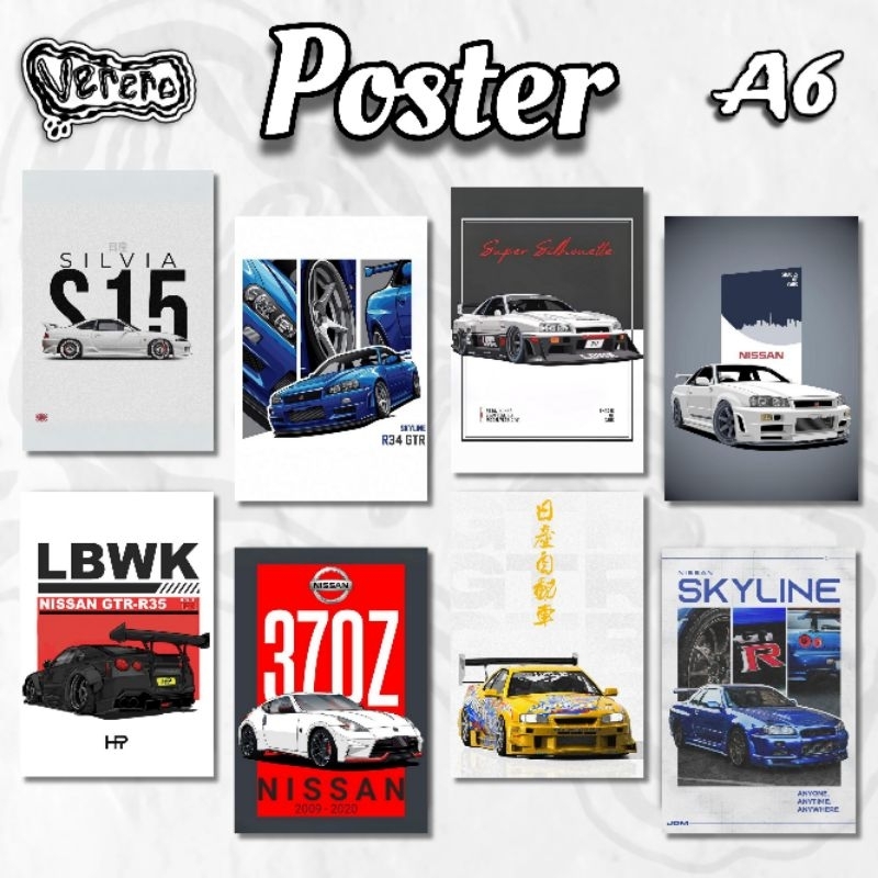 Nissan JDM Poster Pack contains 8 aesthetic wall decorations | Shopee ...