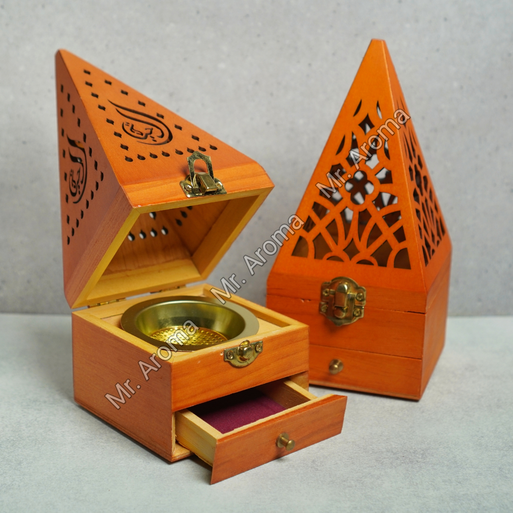 Prapen Bukhur Wood Mabkhara Pyramid Incense Burner Pyramid Perapen ...