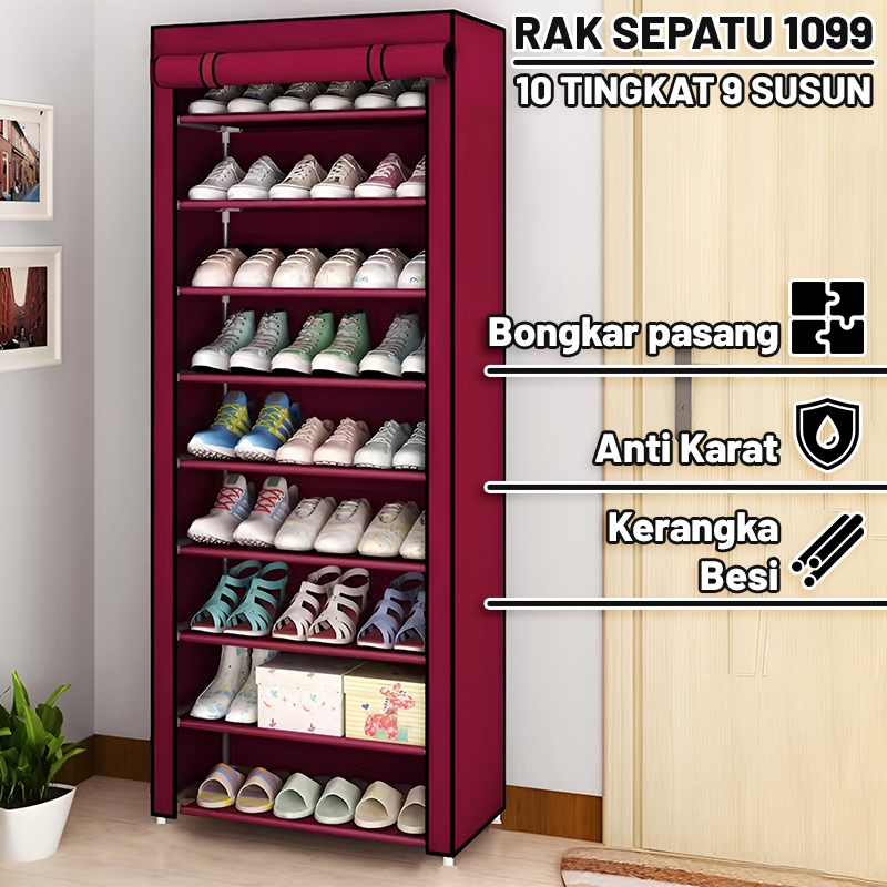 Minimalist Sandal Shoe Cabinet Rack / 10 Layer Shoe Rack 9 Frames ...