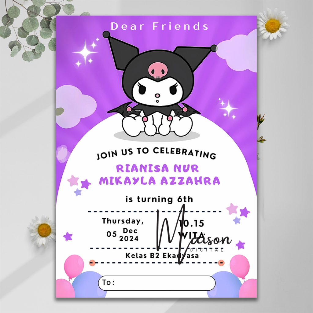 20 Pcs Kuromi Birthday Invitations + OPP Plastic - Birthday Invitations ...