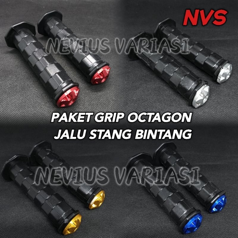 Complete Package Octagon Handgrip Plus Universal CNC Star Handlebar ...