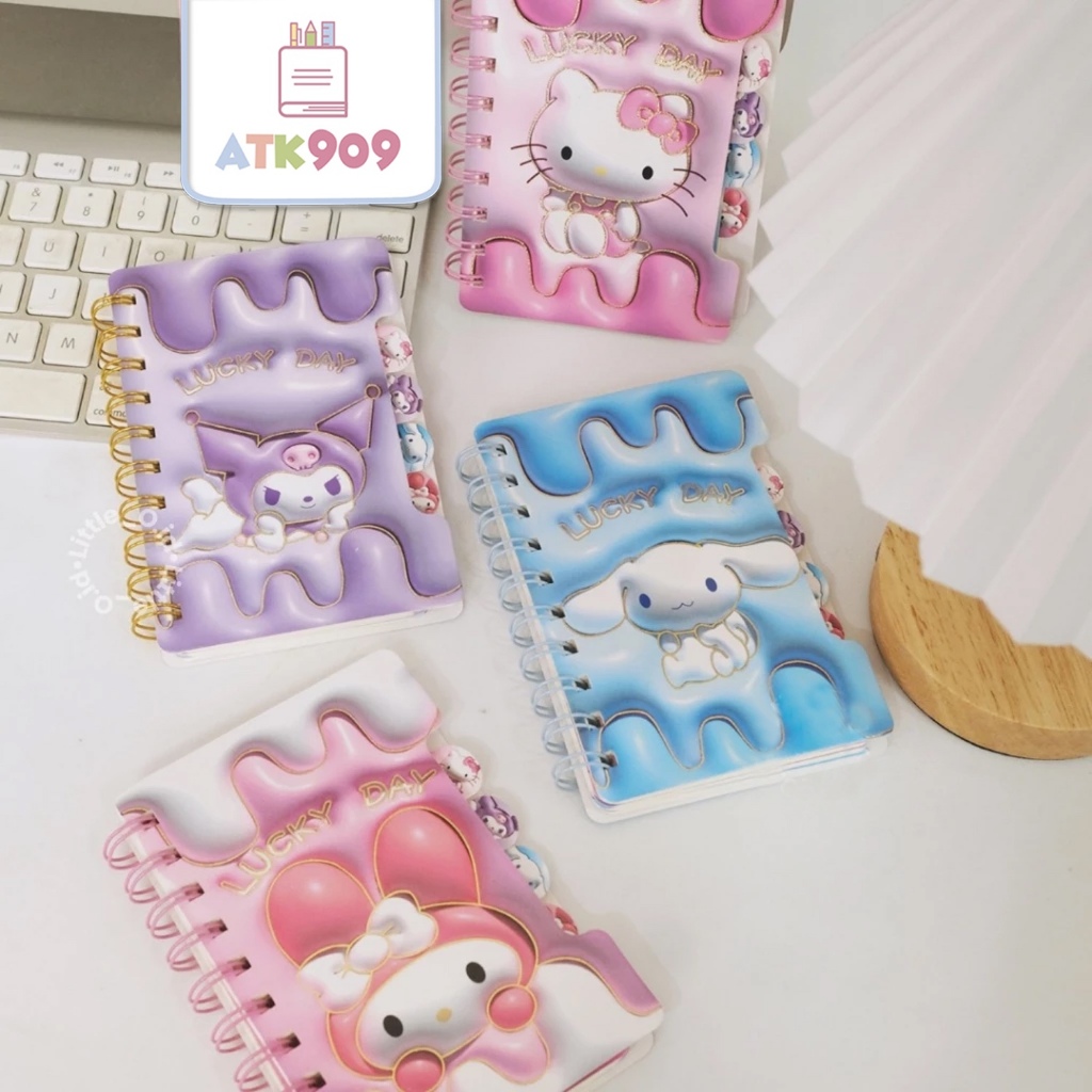 Atk909 Sanrio Notebook Notebook STRIPED Mini Notebook 3D Glitter ...