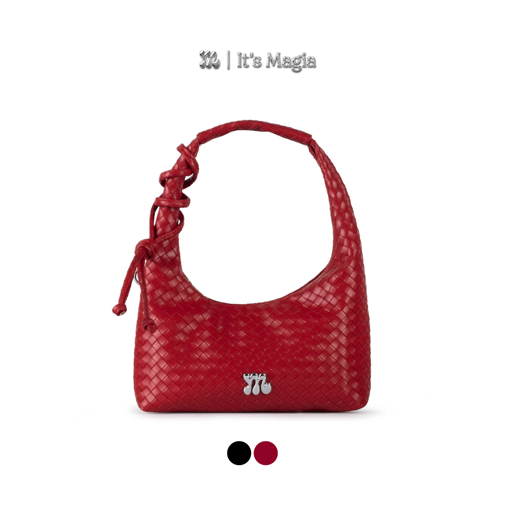 MAGIA Lisa Bag RedCherry Woven Leather Handbag and Shoulderbag | Shopee ...