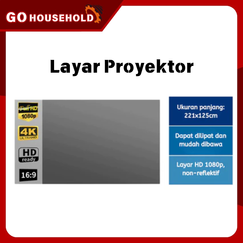 LAYAR Ratio 16:9 100 Inch Anti Light Projector Screen | Anti Light 4K ...