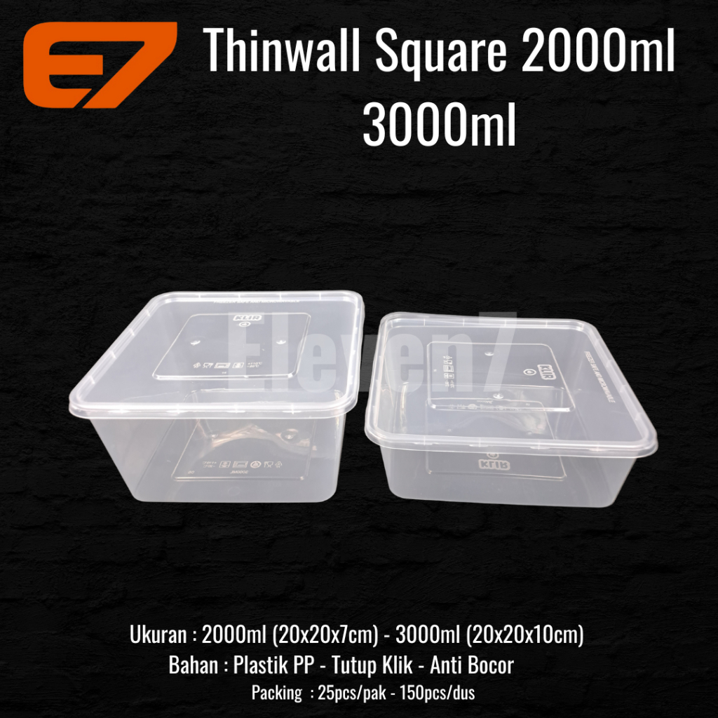 Thinwall Plastic Square 2000ml-3000ml, Container, Plastic Box (5pcs ...