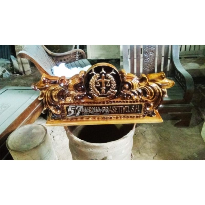 KAYU Teak Wood Carved Table Nameplate - Logo and Writing Nameplate ...