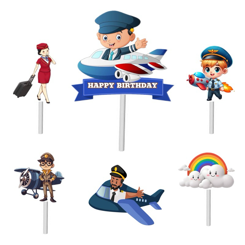 Pilot birthday cake topper/full stick topper/birthday cake topper ...