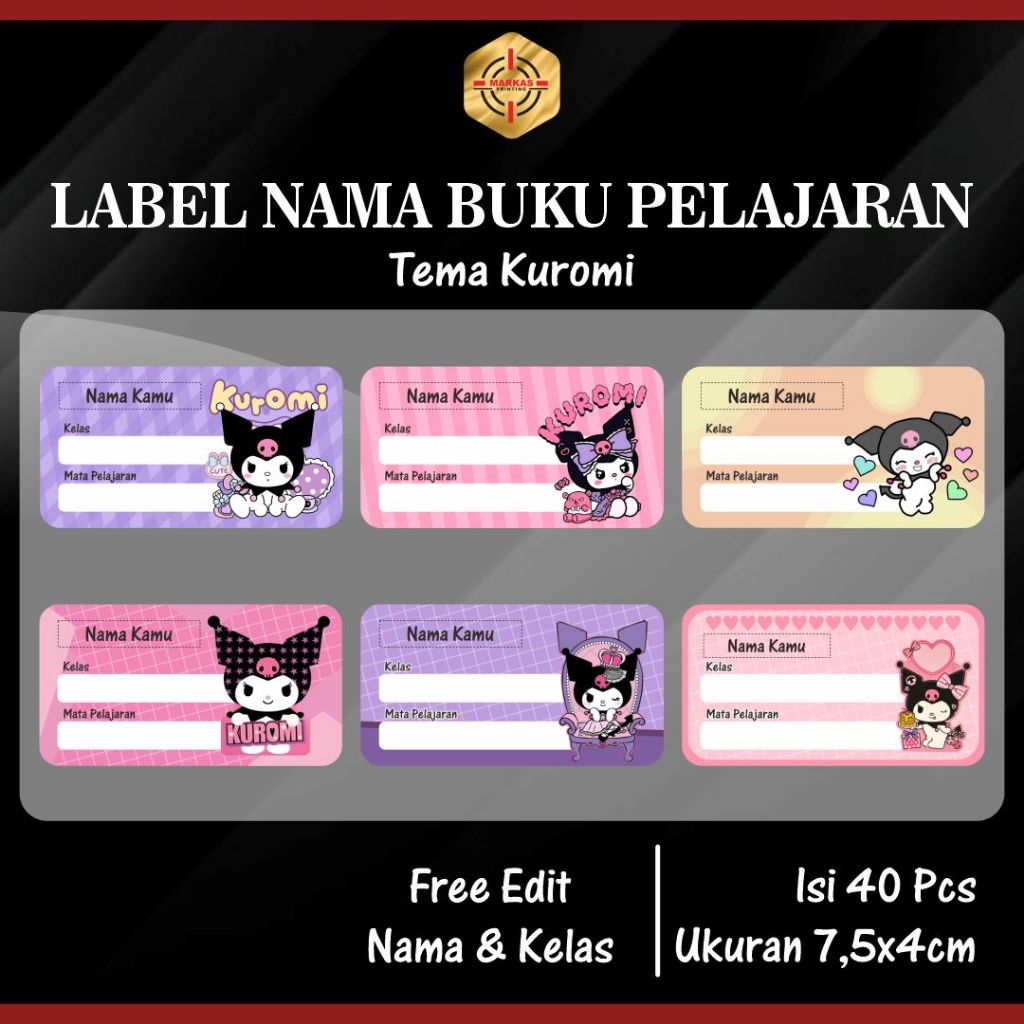 Kuromi Theme Book Labels for school children Children's Favorite ...