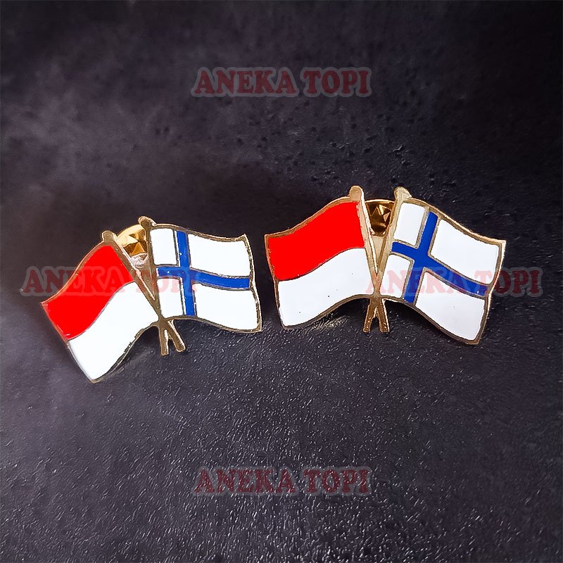 Indonesian Finland Cross Flag Pin Friendship Flag Pin - Various Hats ...
