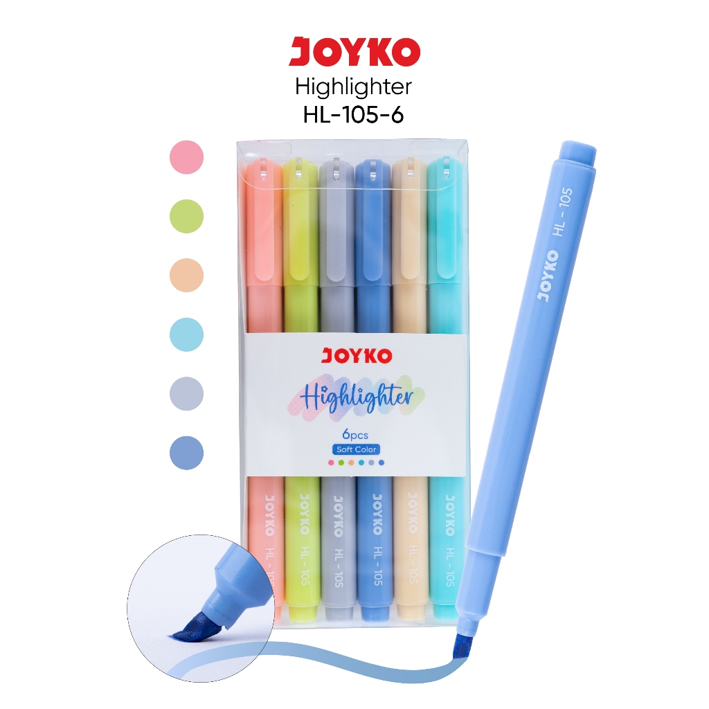 Joyko Highlighter Pastel SOFT COLOR Set / Joyko Marker Fine Pastel ...