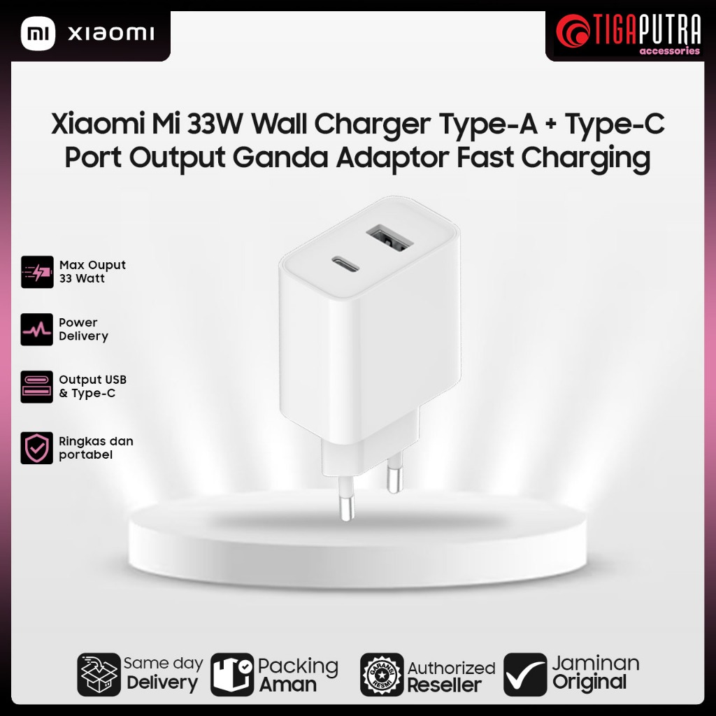 Xiaomi Mi 33W Wall Charger Type-A + Type-C Dual Output Fast Charging ...
