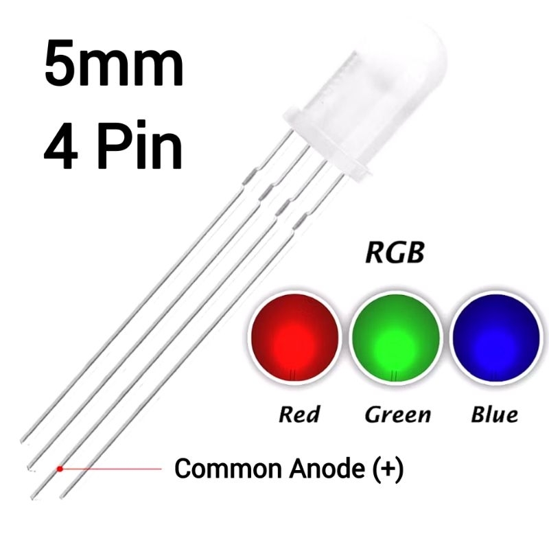 5mm Led Light Emitting Diode Transparent 4 Pin RGB Common Anode ...