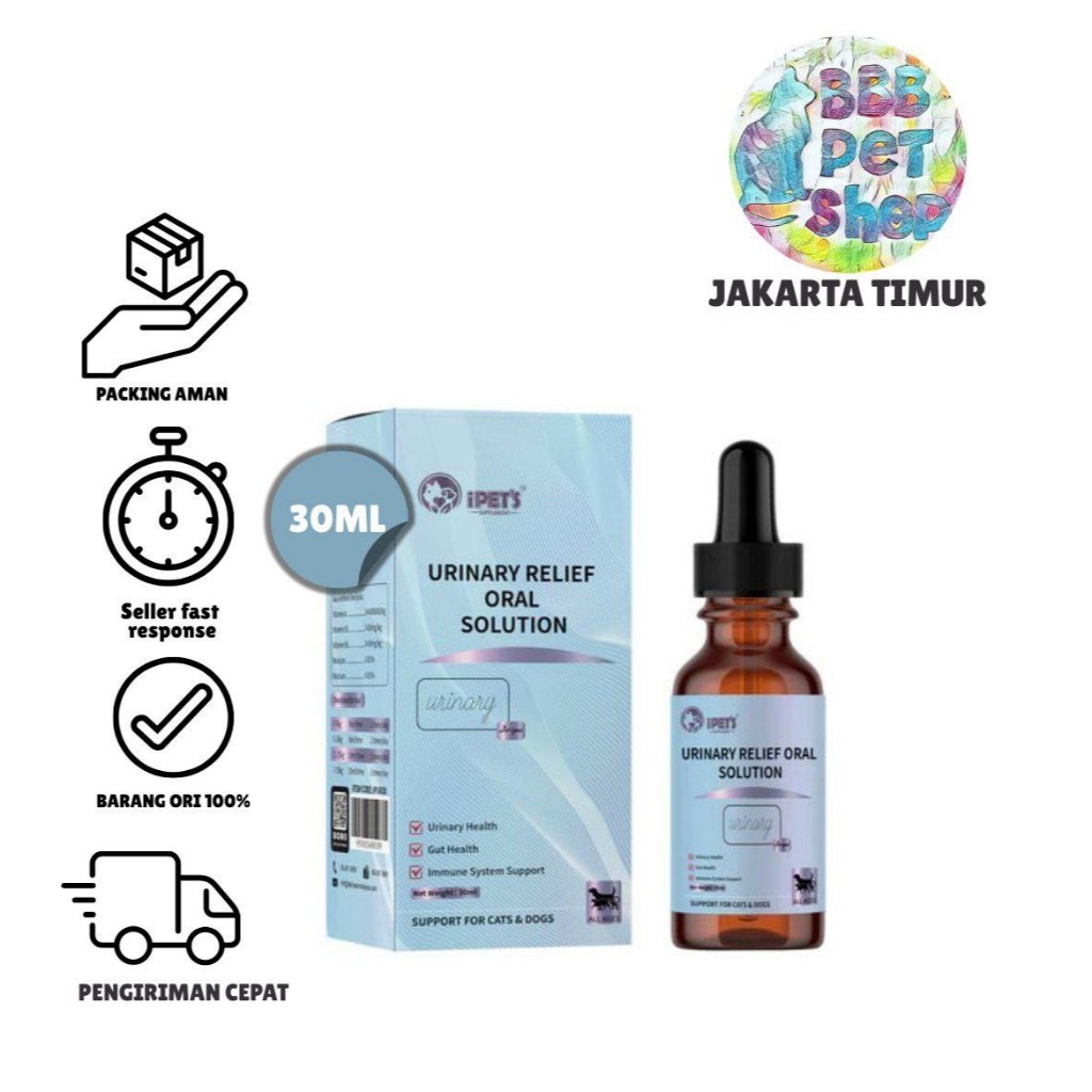 IPETS SUPPLEMENT URINARY RELIEF ORAL SOLUTION 30ML/SUPPLEMENT VITAMIN URINE CHANNEL CATS & DOGS ...
