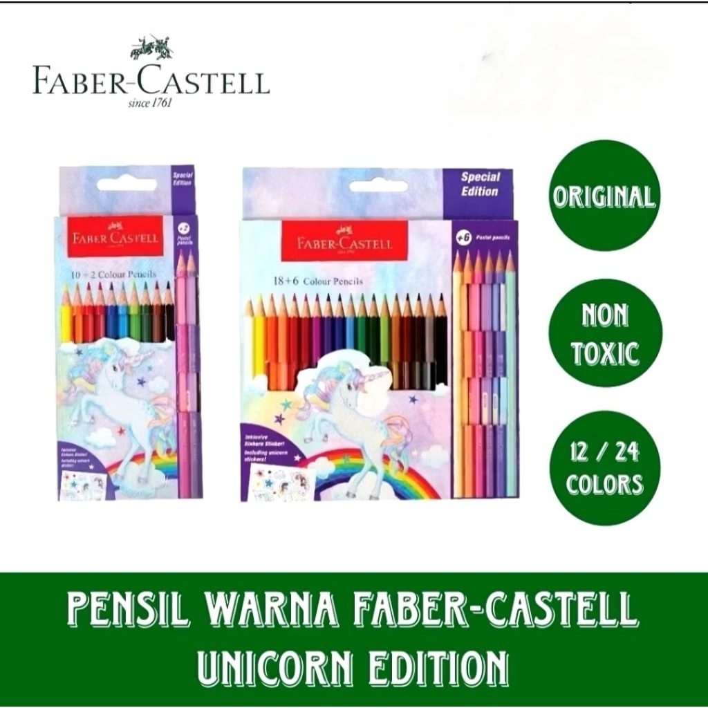 Faber-Castell Edition Long Colored Wooden Pencils, 12/24 Colors / Color ...
