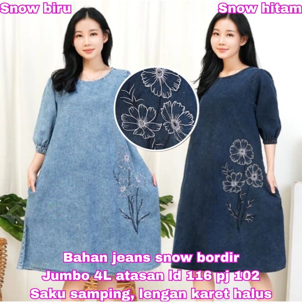 Dress code 7652 made of snow denim jeans embroidered with jumbo floral ...