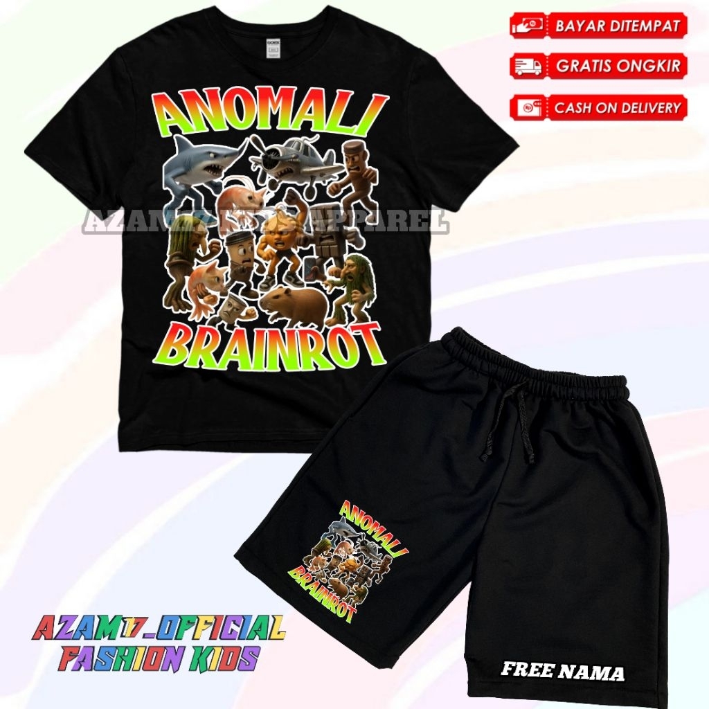 ANOMALI BRAINROT CHILDREN'S SHORT T-SHIRTS SET FREE NAME / ANOMALI ...