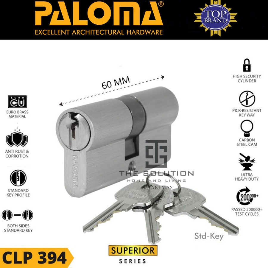 PALOMA CLP 394 Double Cylinder Superior DC-SK 60MM Standard Key Door ...