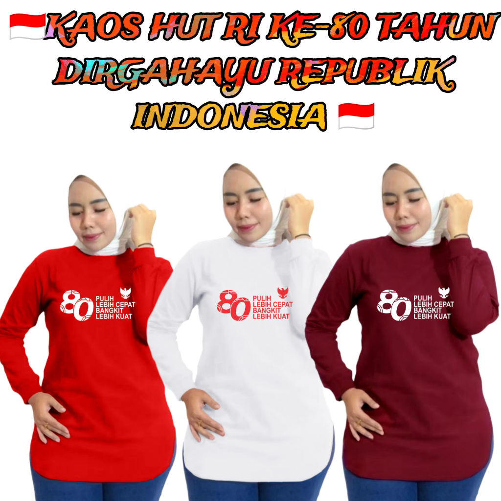 MERAH Kaos Hut Ri 80Th Girl 1945 Bju Merdeka Baju Augustan Merput ...
