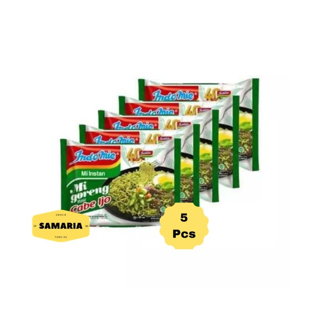 Package of 5 Pcs Indomie Instant Fried Noodles with Green Chili Flavor ...