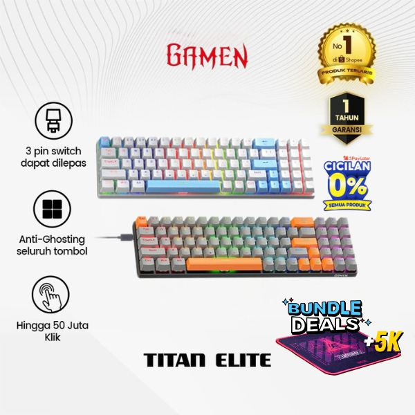 TOMBOL GAMEN 78 Keys Ergonomic Design Titan Elite Mechanical Gaming Keyboard For Laptop / PC ...