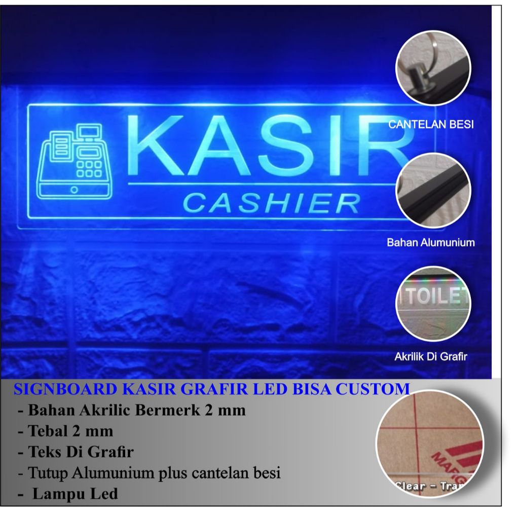 LED CASHIER SIGN ON GRAPHICS OR LIGHT CARVING CAN CUSTOM TEXT OR ...