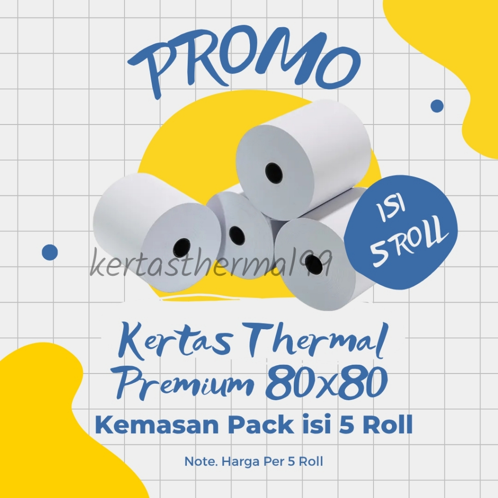 5 ROLL THERMAL PAPER CASHIER STRUCK PAPER ROLL PREMIUM 80X80 TERMAL POS ...