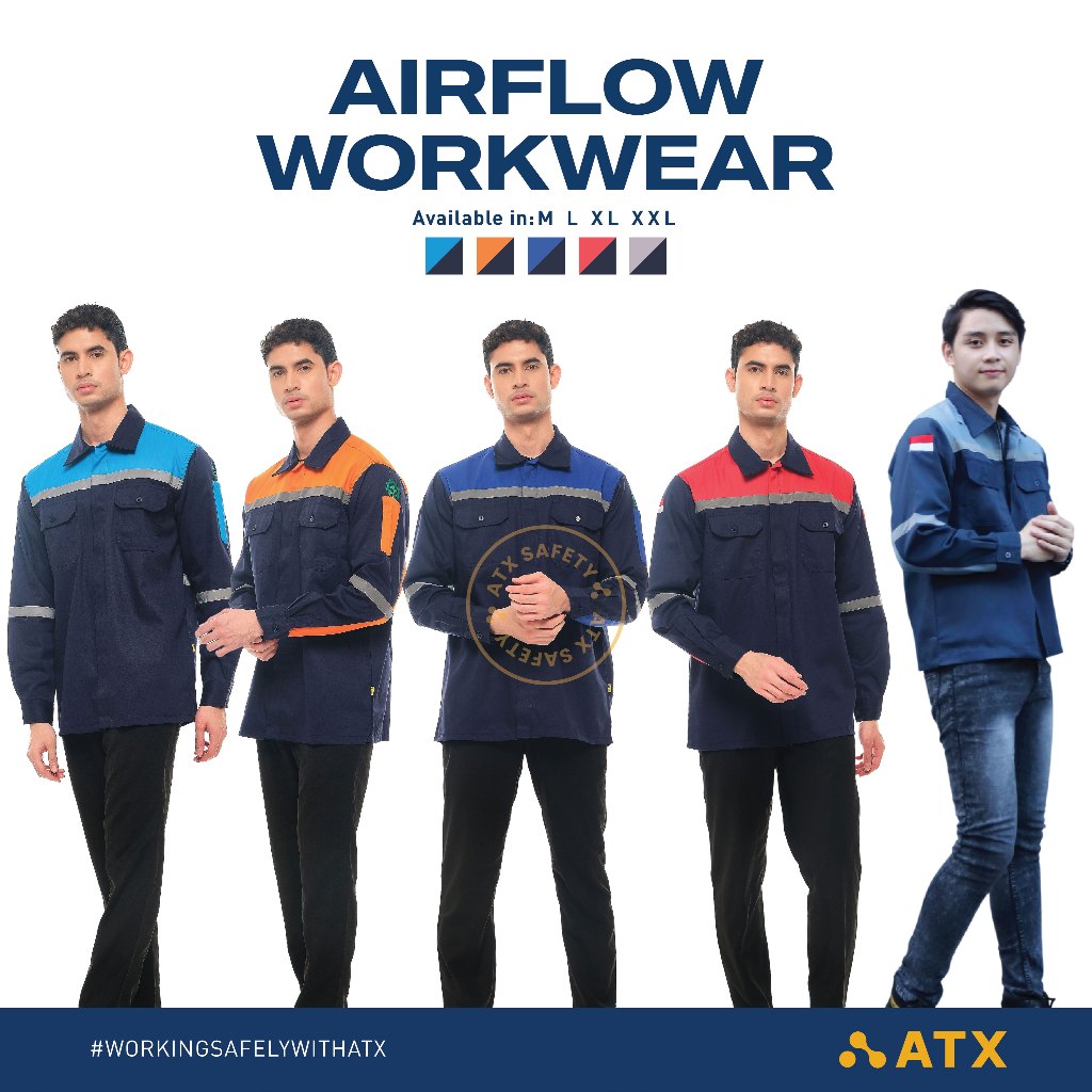 KEMEJA ATX Brand Long Sleeve Field Work Safety Shirt Safety Wearpack ...