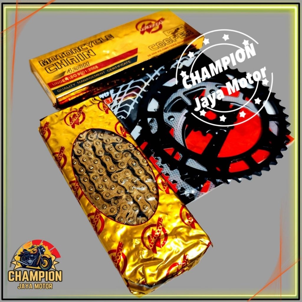 GEAR GIR SET 428 SCARLET RACING CRF 150L BLACK GOLD SERIES GOLD CHAIN ...