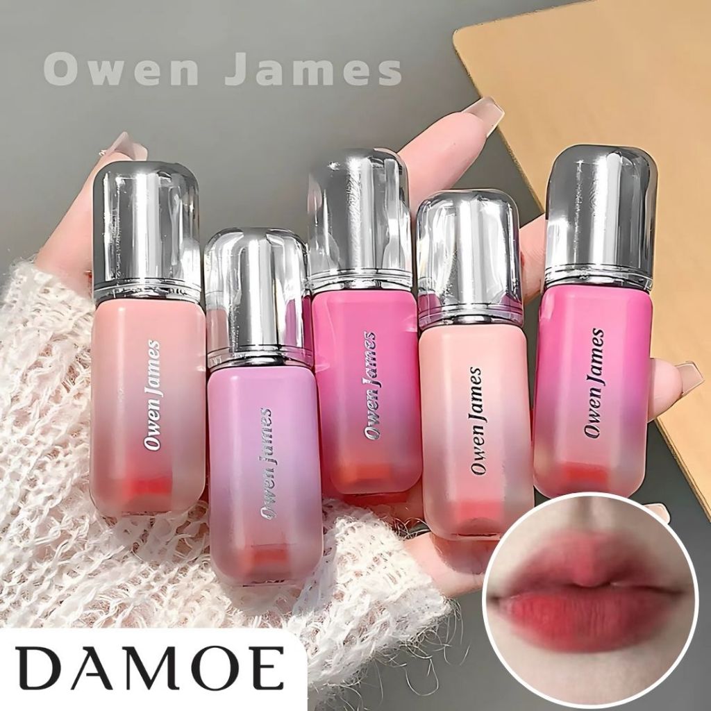 OWEN JAMES Pink Satin Lip Shaver Korean Lip Glaze Velvet Matte Long ...