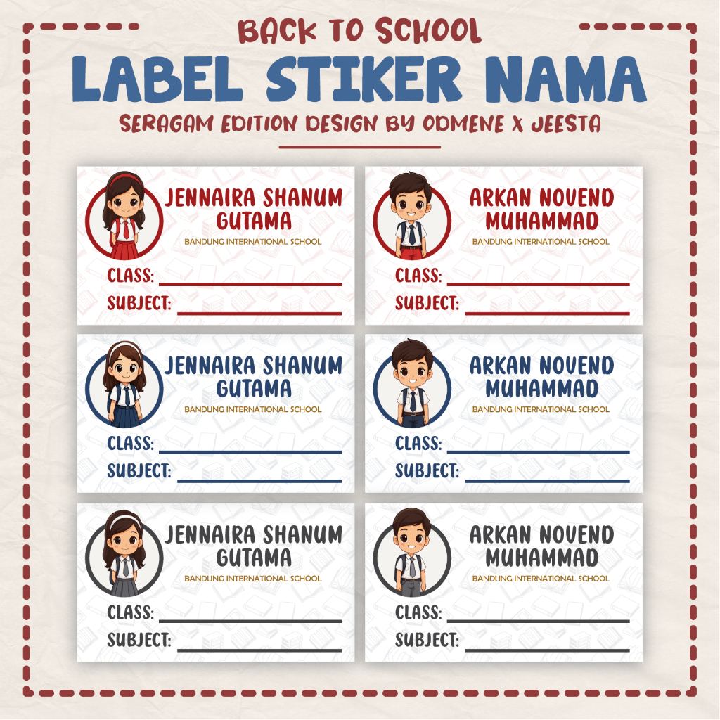 Custom Lesson Name Stickers / School Name Stickers / Minimalist ...