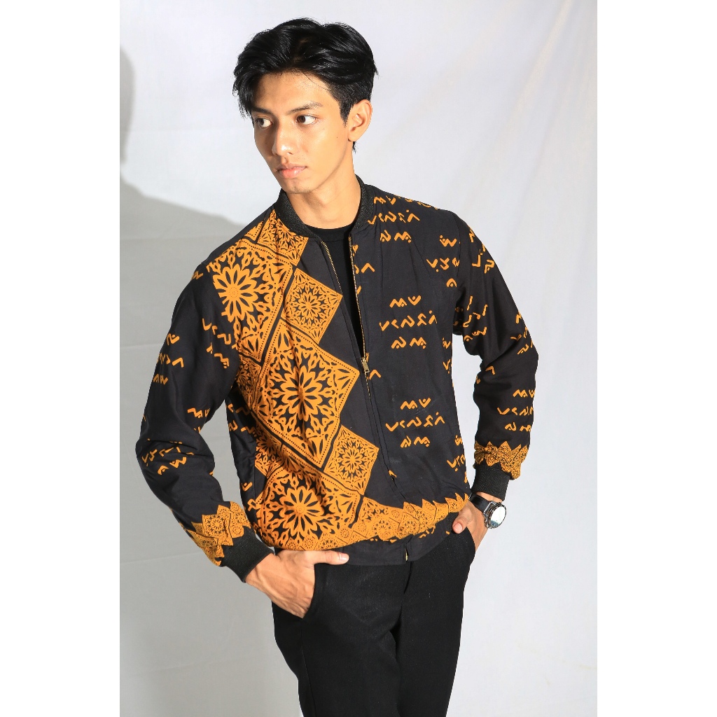 Written combination batik jacket, written batik bomber jacket | Shopee ...
