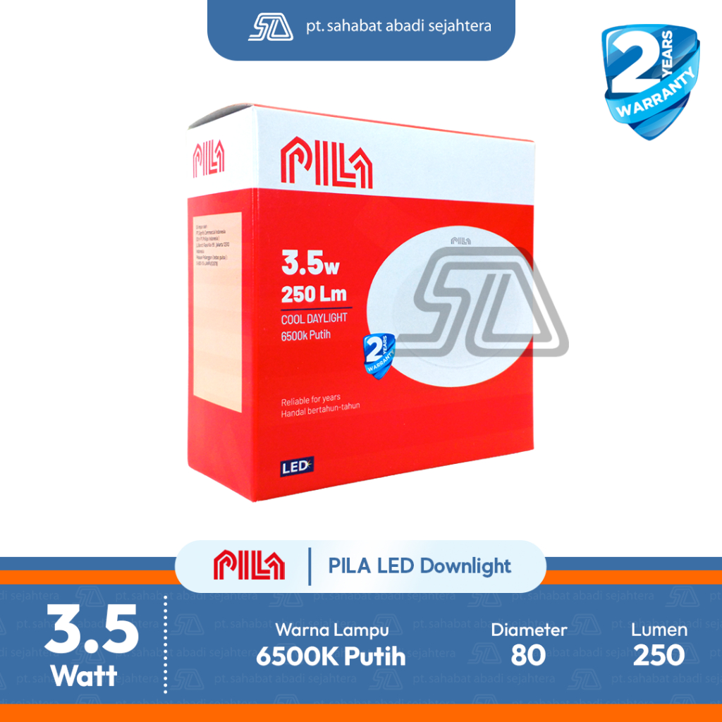 PUTIH Pila LED Downlight PDL 190 LED3 3.5W D80 White 6500K | Shopee ...