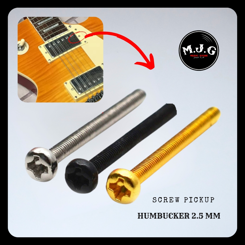 HITAM Screw screw bolt electric bass guitar pickup black chrome gold 2 ...