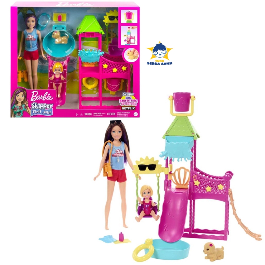 Barbie Skipper First Jobs Babysitting Adventure Waterpark Playset ...