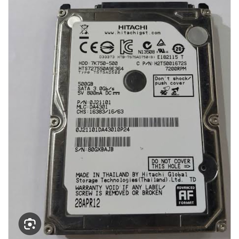 100% Original Hitachi 500GB 2.5 inch Laptop Hard Drive | Shopee Philippines