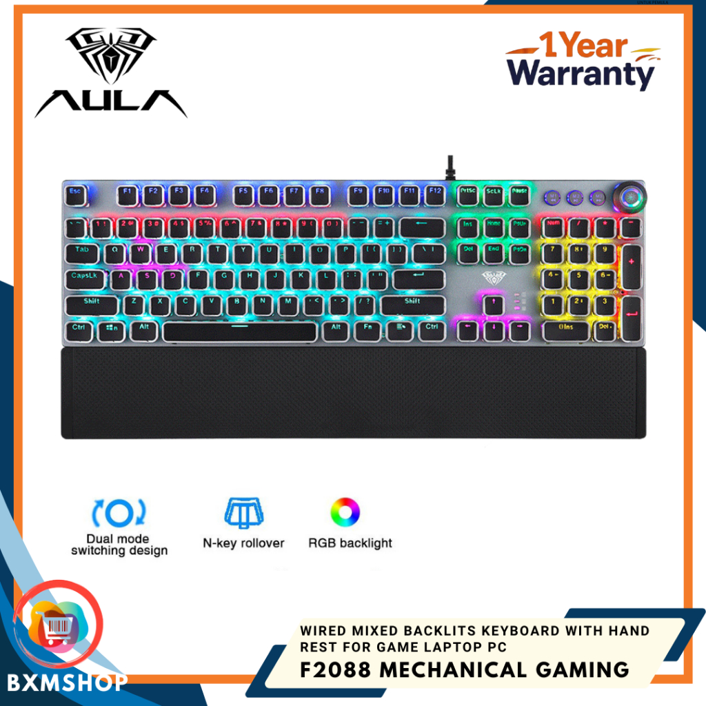 AULA F2088 Mechanical Gaming Keyboard 104 keys Anti-hmosting Wired ...