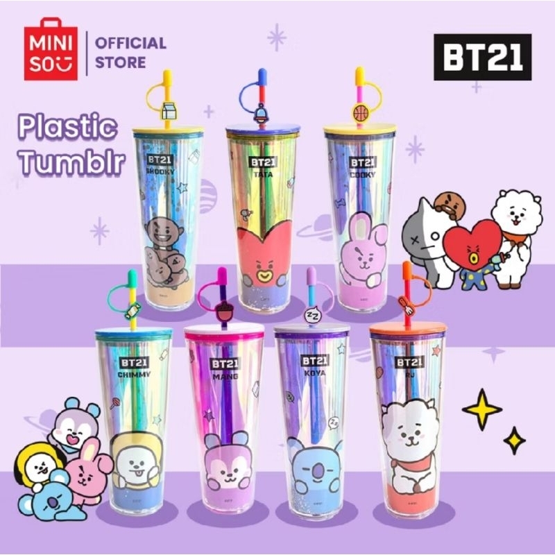 Plastic tumblr BT21 x Miniso | Shopee Philippines