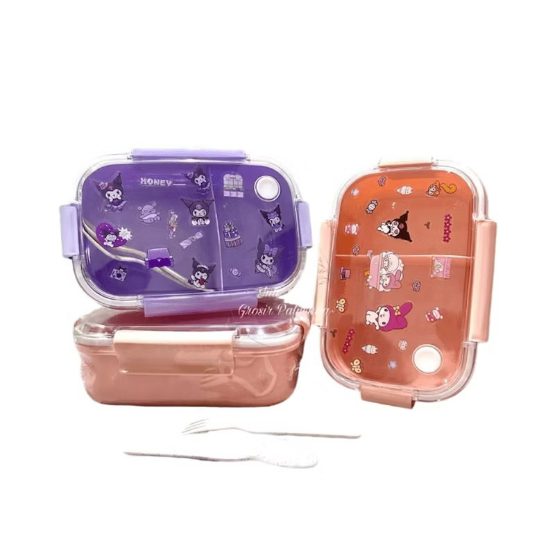 [YIN] Kuromi CHILDREN'S LUNCH BOX 2 SPILL-PROOF 1100ML - SANRIO LUNCH ...