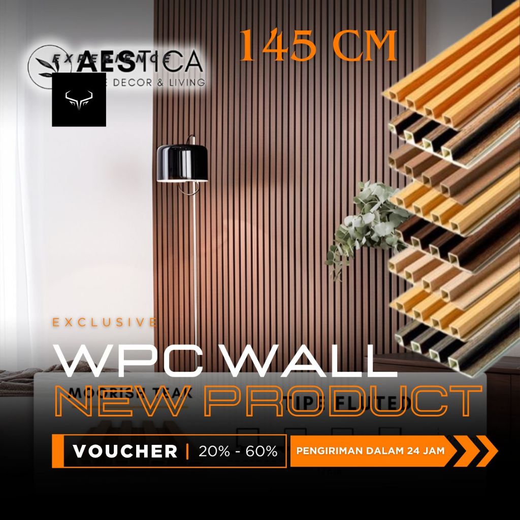 EX WPC Wood Panel 3D WPC Wall Panel 145cm x 15cm x 18mm Premium Wood WPC Ceiling Wall Panel ...