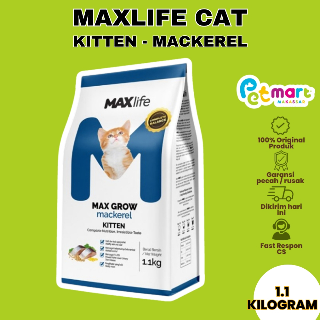 Maxlife Kitten Mackerel Cat Dry Food 1.1 kg | Shopee Philippines