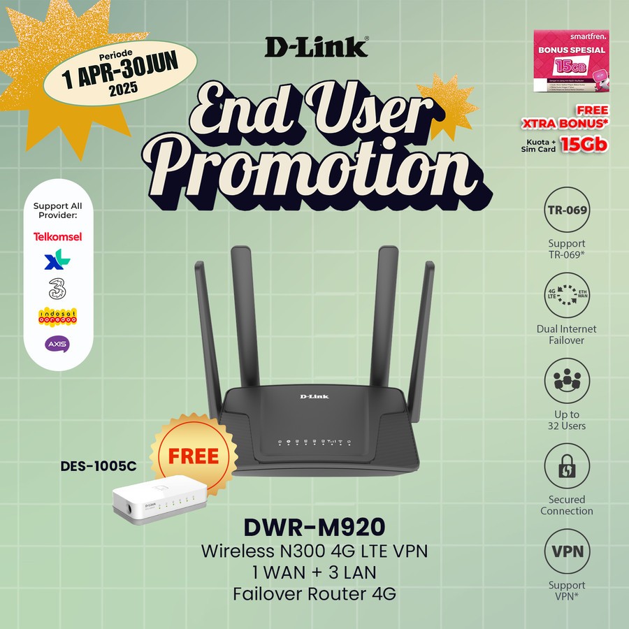 Dlink DWR-M920 WIRELESS N300 4G LTE VPN WAN FAILOVER ROUTER | Shopee Philippines