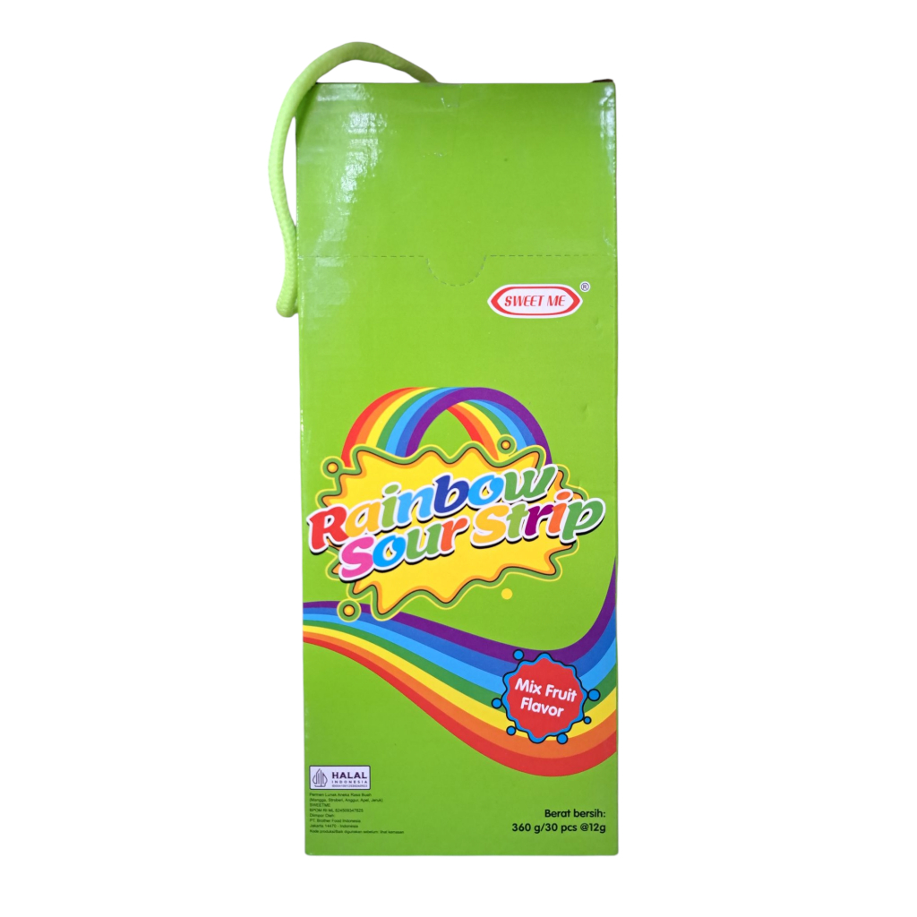 Sweet me rainbow sour strip soft candy 1 box contains 3o pcs | Shopee ...